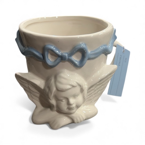 Kitchen | Ceramic Angel Mug With Blue Bow | Poshmark